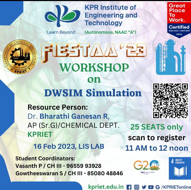Dwsim Simulation Kpr Institute Engineering And Technology Autonomous 6430