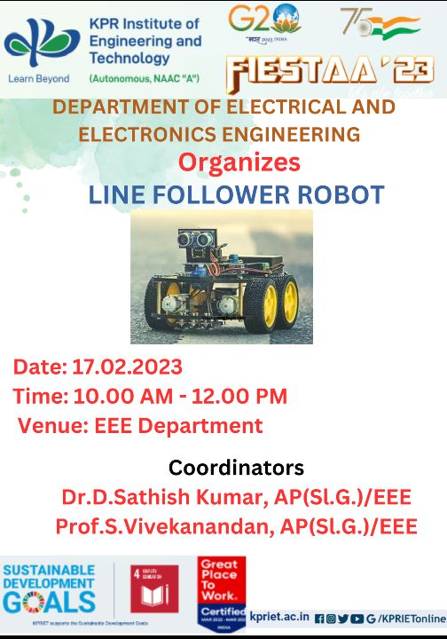 LINE FOLLOWER ROBOT, KPR Institute Engineering and Technology ...