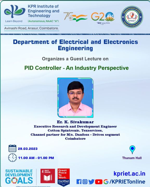GUEST LECTURE ON PID CONTROLLER - AN INDUSTRY PERSPECTIVE, KPR ...