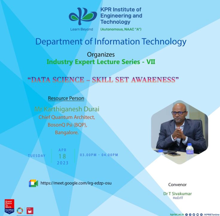 DATA SCIENCE - SKILL SET AWARENESS, KPR Institute Engineering and ... DATA SCIENCE - SKILL SET AWARENESS, KPR Institute Engineering and ...