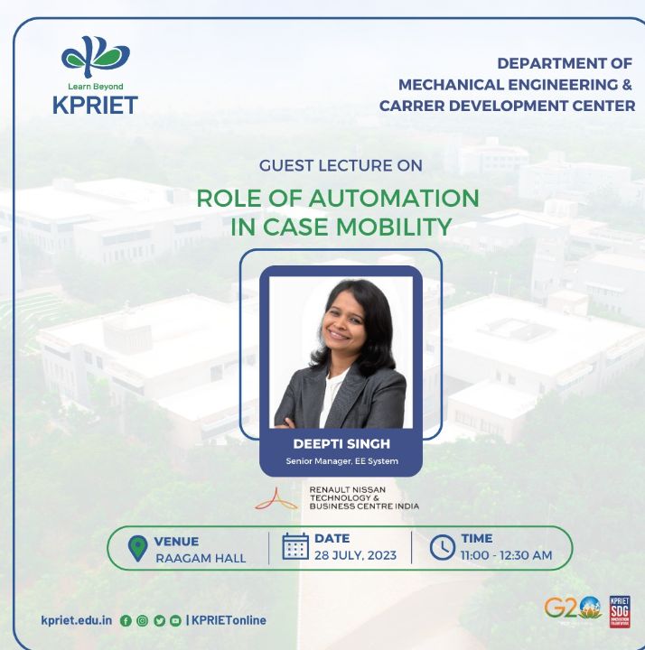 ROLE OF AUTOMATION IN CASE MOBILITY, KPR Institute Engineering and Technology, Autonomous ...