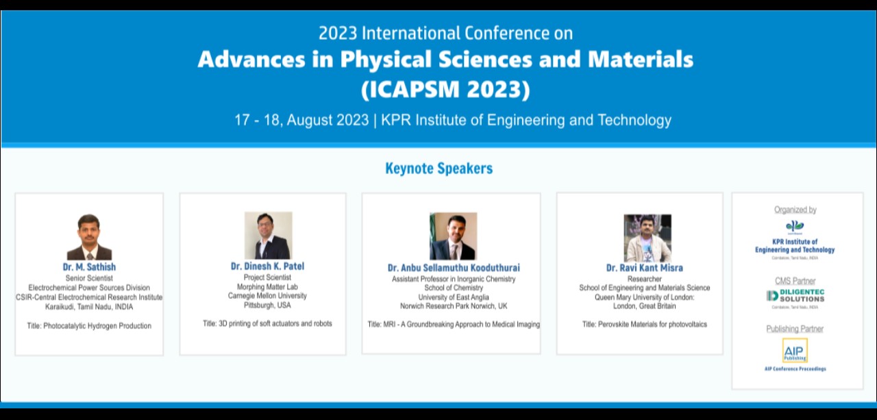 INTERNATIONAL CONFERENCE ON ADVANCES IN PHYSICAL SCIENCES AND MATERIALS ... INTERNATIONAL CONFERENCE ON ADVANCES IN PHYSICAL SCIENCES AND MATERIALS ...